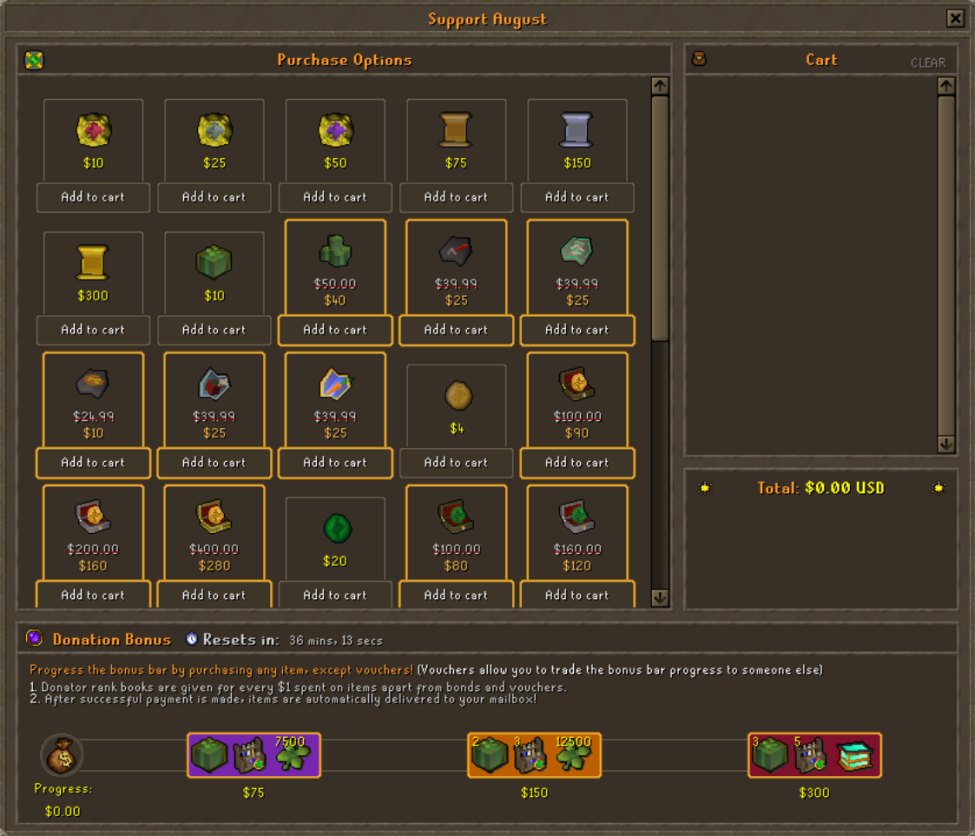 Donating - August Wiki